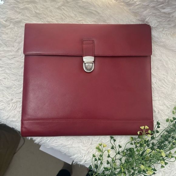 Levenger | Office | Levenger Dark Red Real Leather Push Lock Portfolio ...